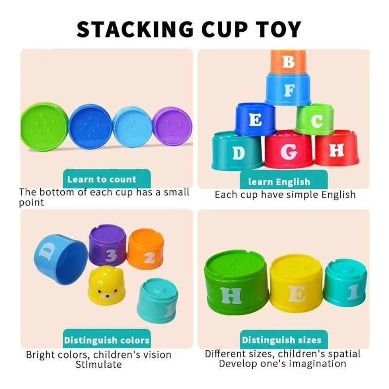 Foldind Stack Cup Tower Toy Kid Brain Response Battle Fold Cup Hand ...