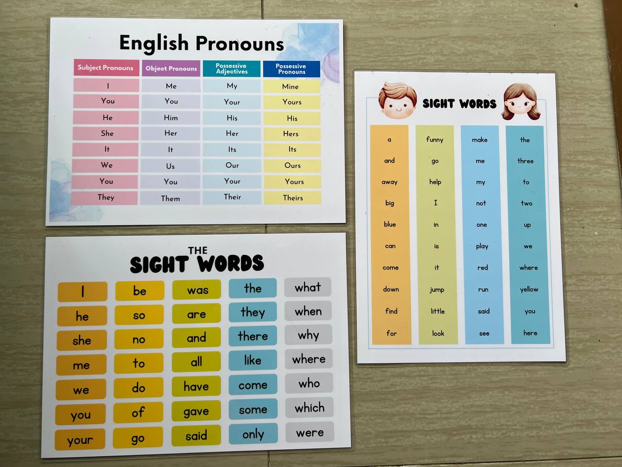 Educational learning materials for kids Laminated A4 Size Chart SIGHT ...