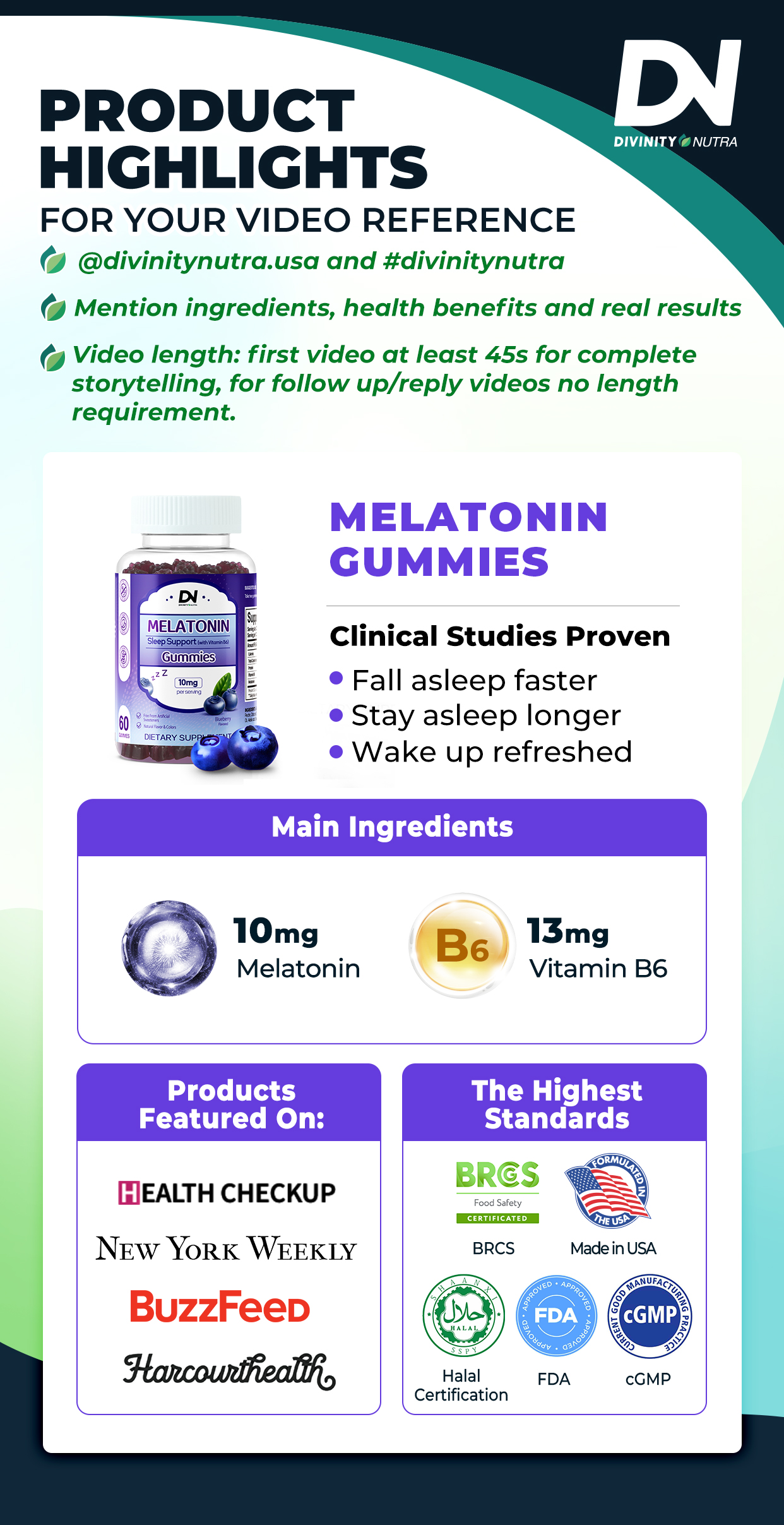 Divinity Nutra Melatonin Gummies For Sleep Support Sleep Aid Relax