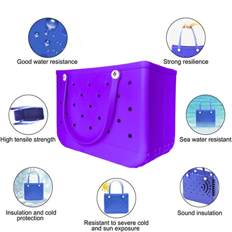 Waterproof EVA Rubber Tote Beach Bags Women's Advanced Handbags Large Tote Bags beach bag ...