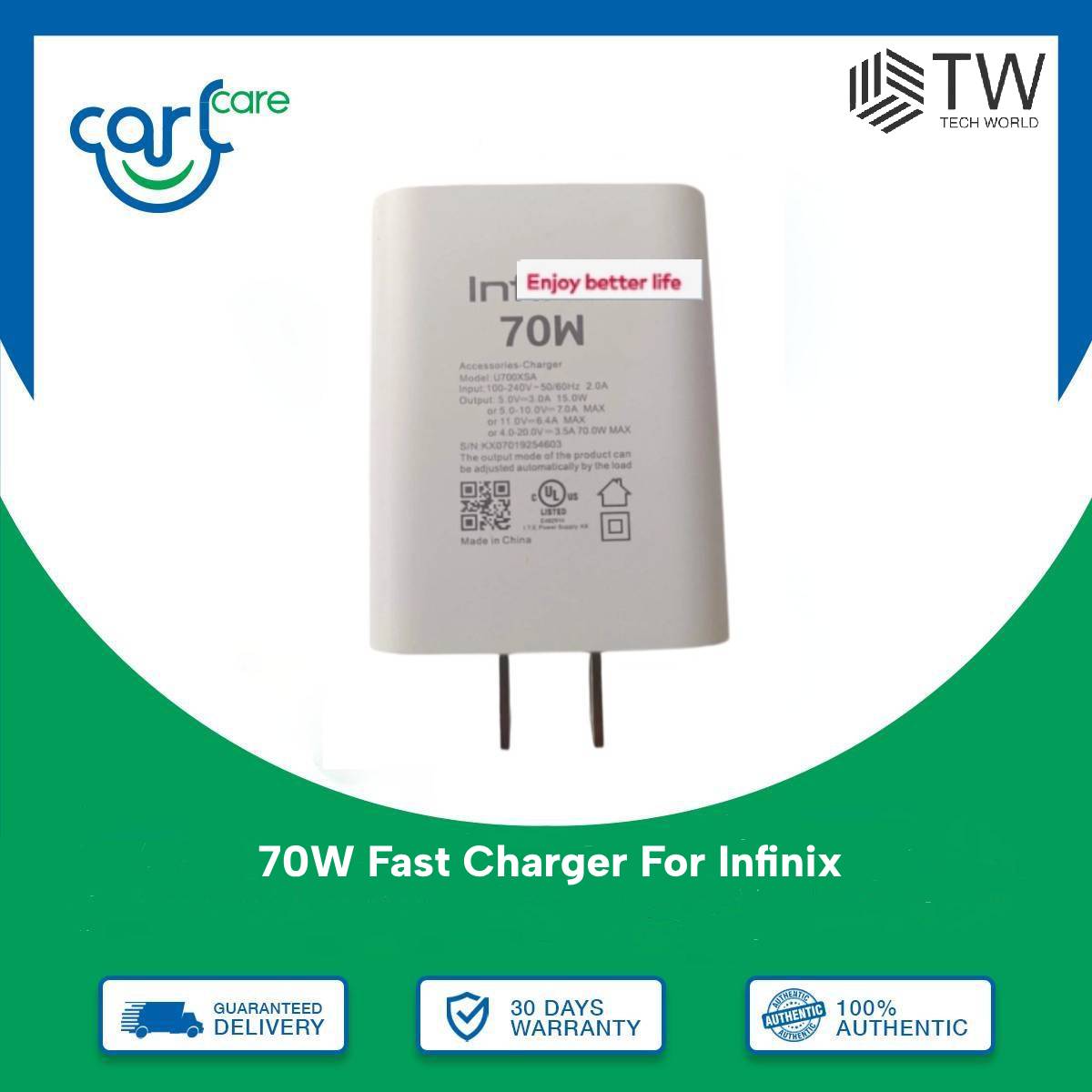 Fast Charger 70w Adapter For infinix zero 30/NOTE 40 Pro /ZERO Flip ...