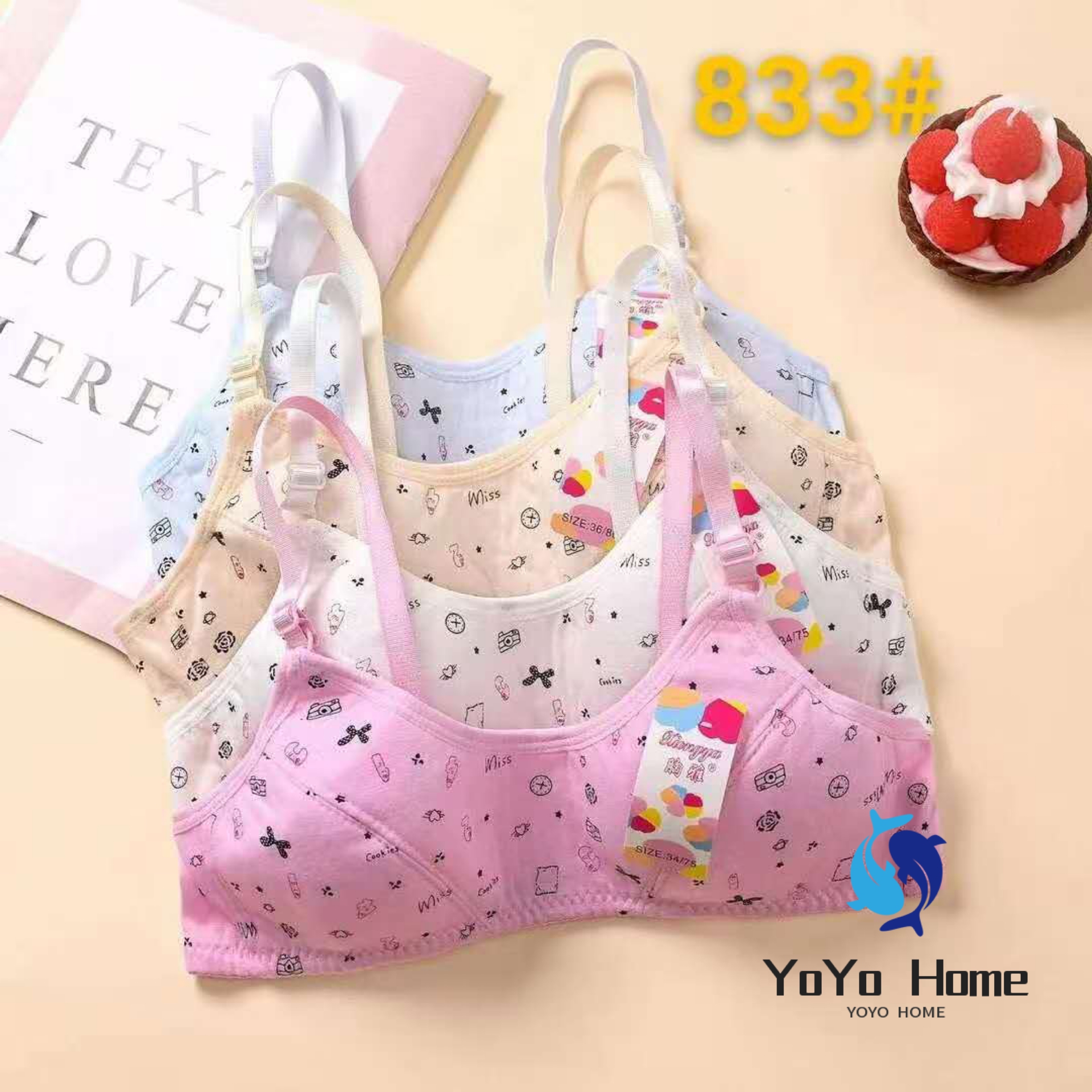 3pcs Baby Bra print Cotton Stretchable Stripes Girls Trainier Non-Wire ...