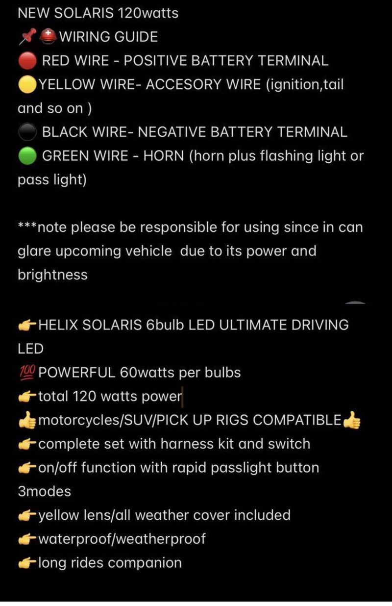 HELIX SOLARIS 120watts with harness kit | Shopee Philippines