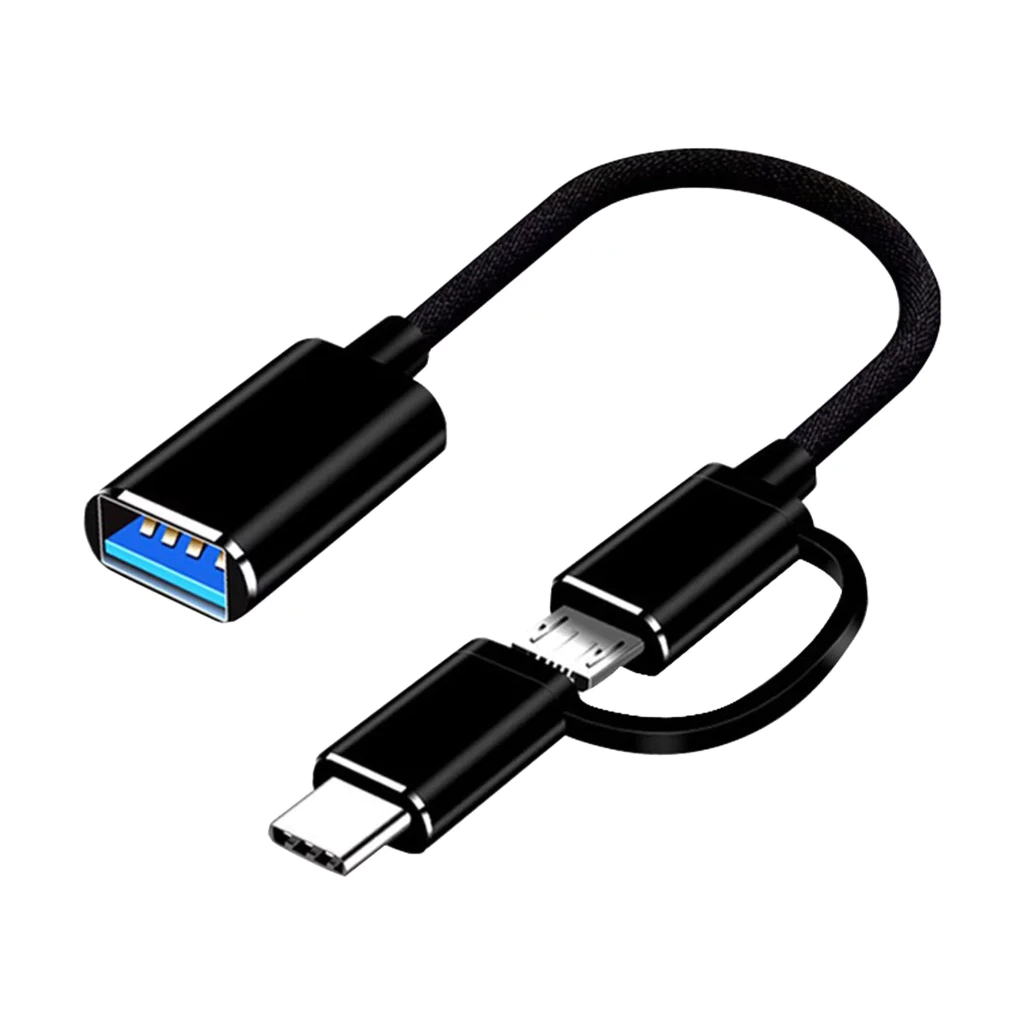 Micro USB Type C OTG Adapter Cable Nylon Braid 2 in 1 Data Sync OTG USB ...