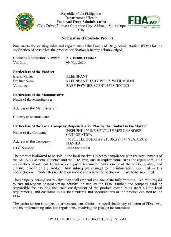 TFL Kleenfant Unscented Baby Scent Scented Baby Wipes Alcohol Free ...