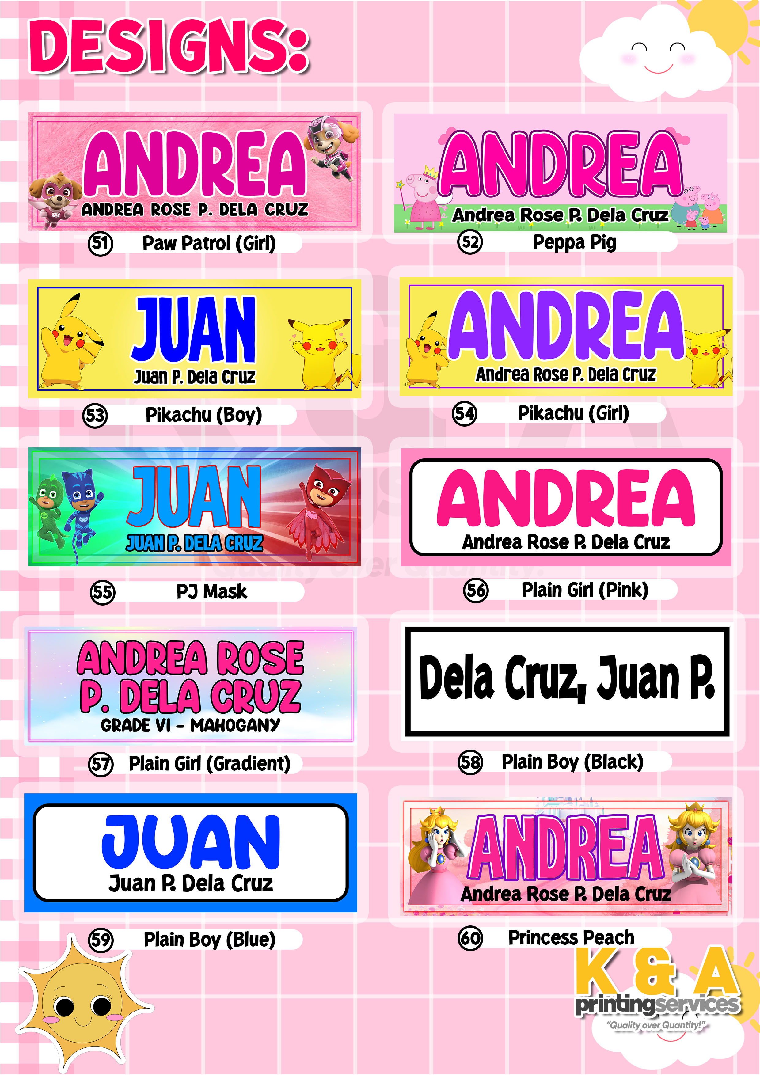 Personalized PVC Name tag, PVC Bag tag, & Name Sticker (Any Theme ...