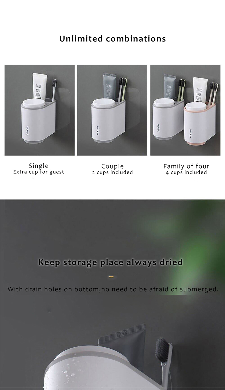 Ecoco Toothpaste Dispenser and Toothbrush Holder with Magnetic Cup Set ...