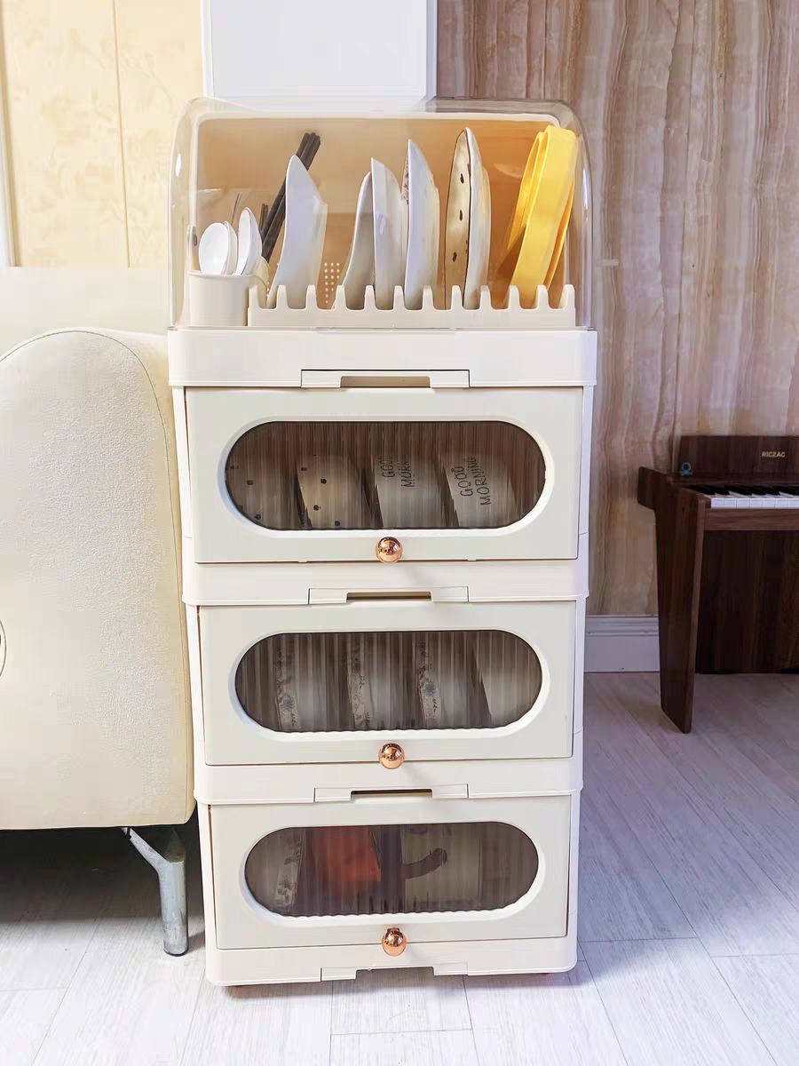 Kitchen Dish Rack Dish Cabinet Dish Drain Cabine Foldable Kitchen ...