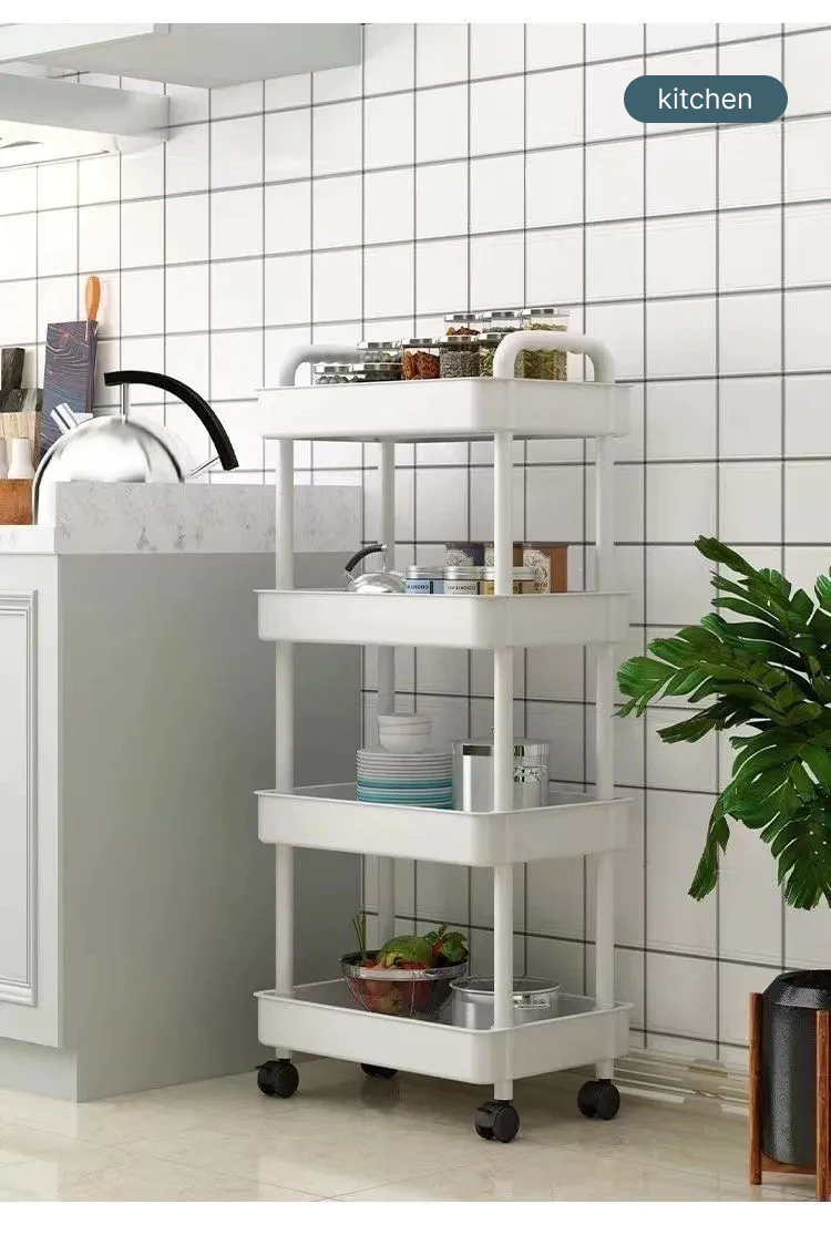 Trolley Cart Organizer 3/4/5 Tier Storage Organizer Moving Rack Trolley ...