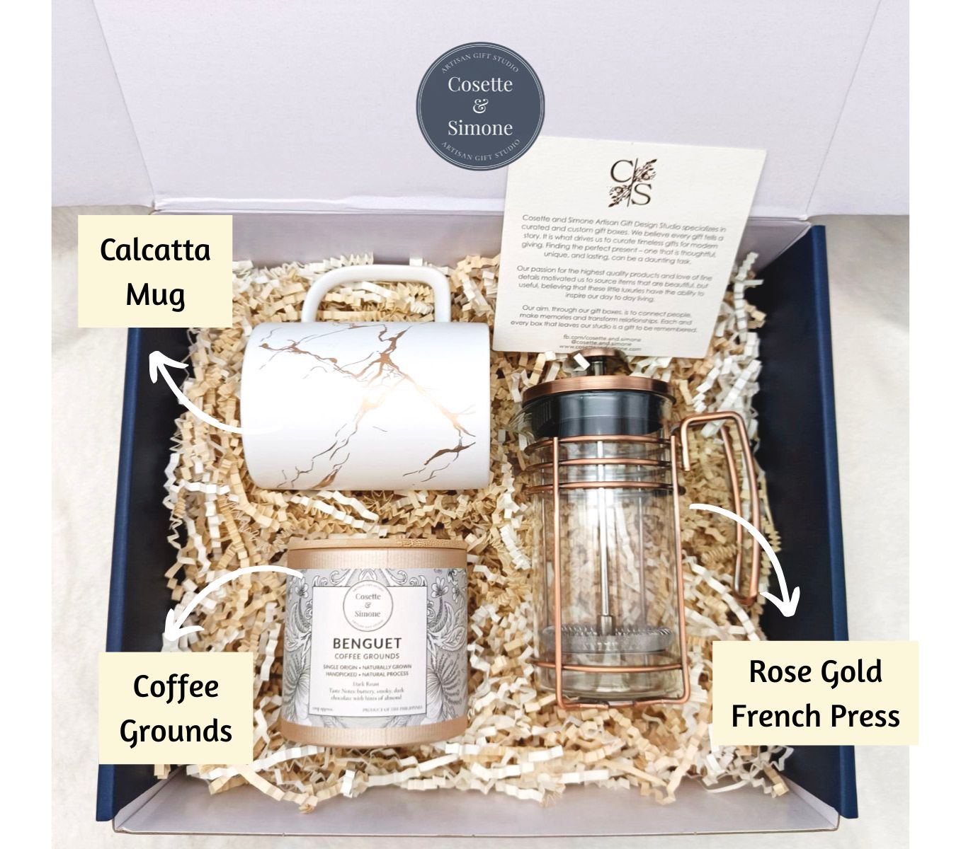 Corporate Gift Set – Rose Gold French Press, Elegant Mug & Benguet ...