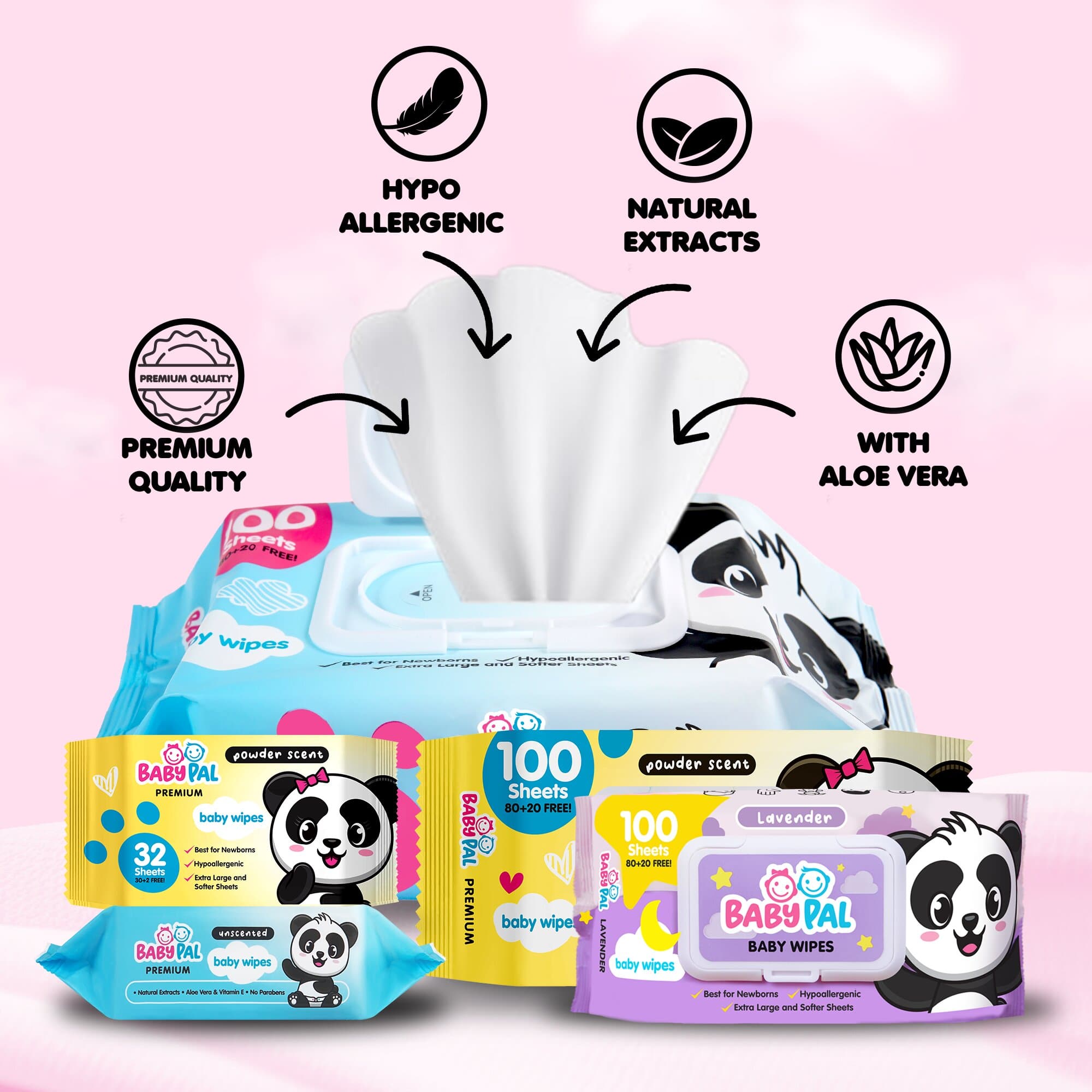 Babypal Lavender Scent 100 Softer Sheets Pack of 15 Baby Wipes ...