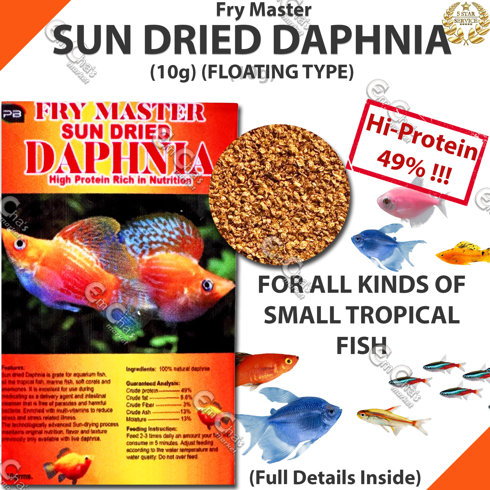 Fry Master Sun Dried Dried Daphnia 10g (ff)Fish Food for All Small ...