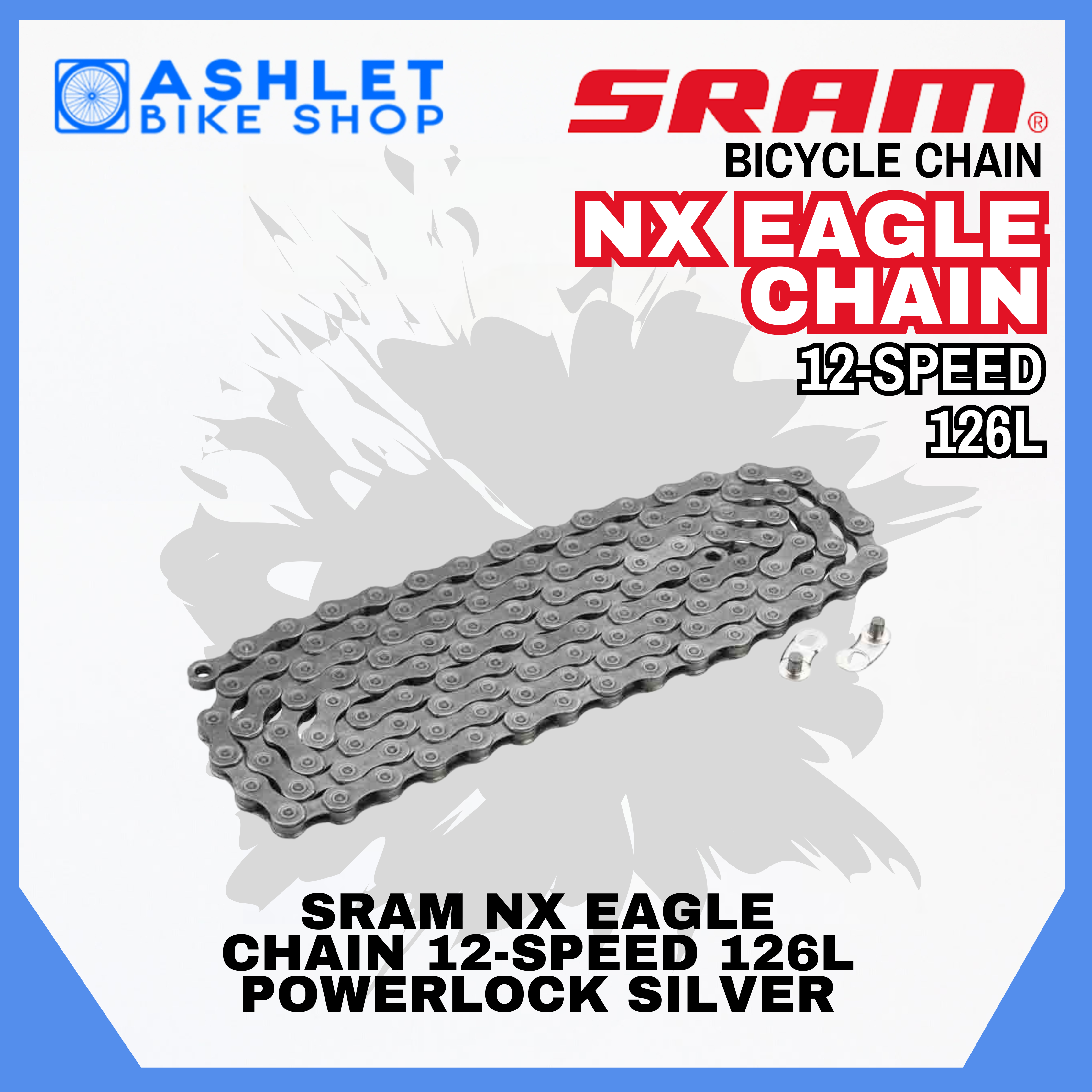 ORIGINAL SRAM NX EAGLE 12-Speed 126L PowerLock Bike Chain Silver ...