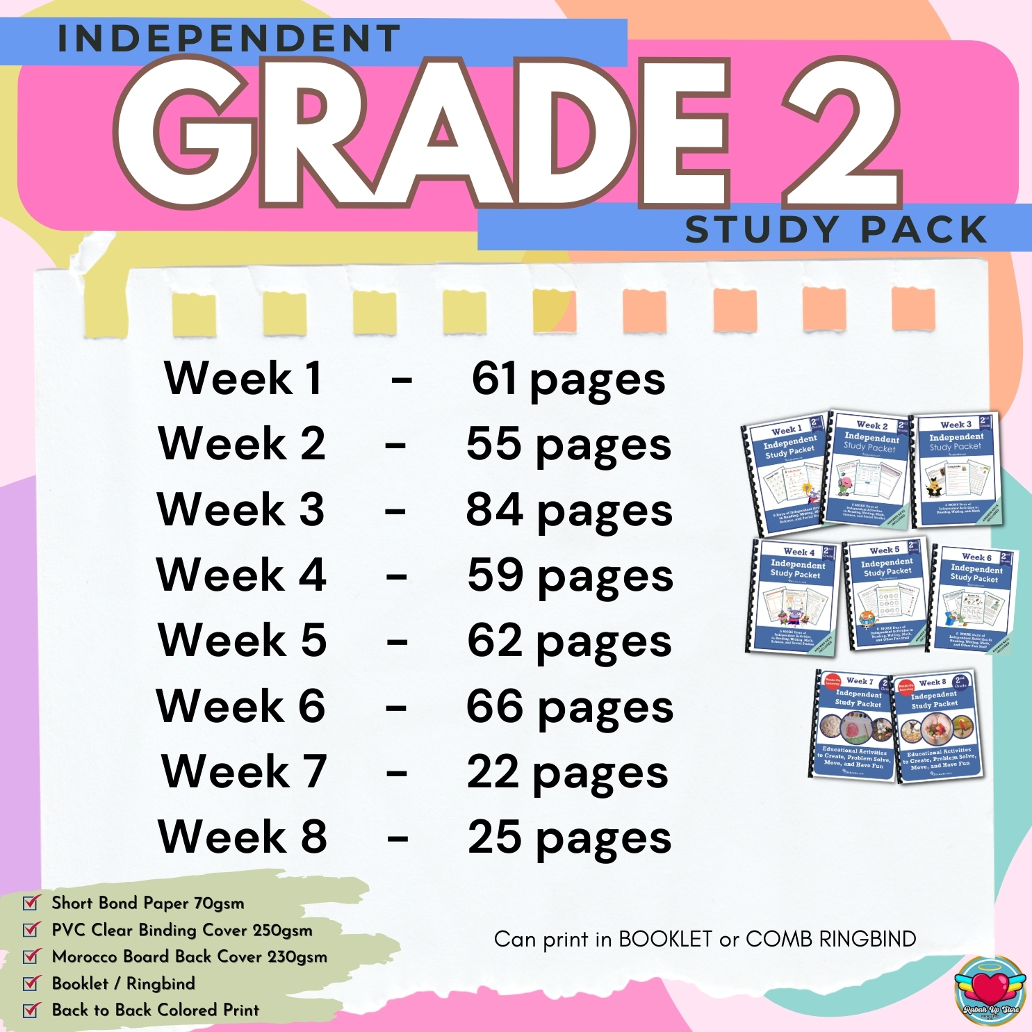 GRADE 2 Independent Study Pack Worksheet/Workbook HomeSchool Learning ...
