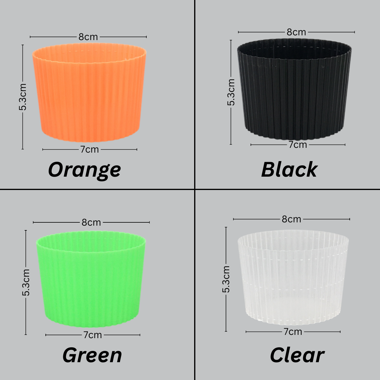 50PCS Plastic Corrugated Cup Sleeves Hot/Cold Disposable 90mm/95mm Cup ...