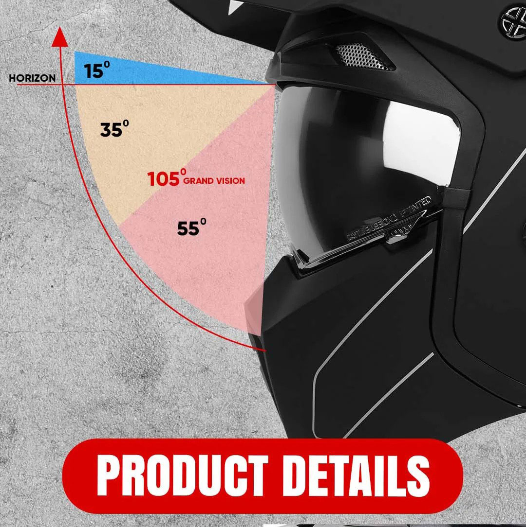 GILLE SQUADRON Modular Helmet Vintage Offroad Helmet Full Face Retro ...