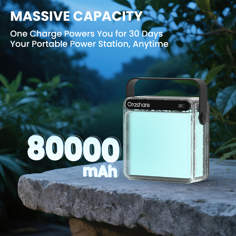 Orashare OL80Pro 80000mAh Powerbank 22.5/65W Fast Charging with Bright ...