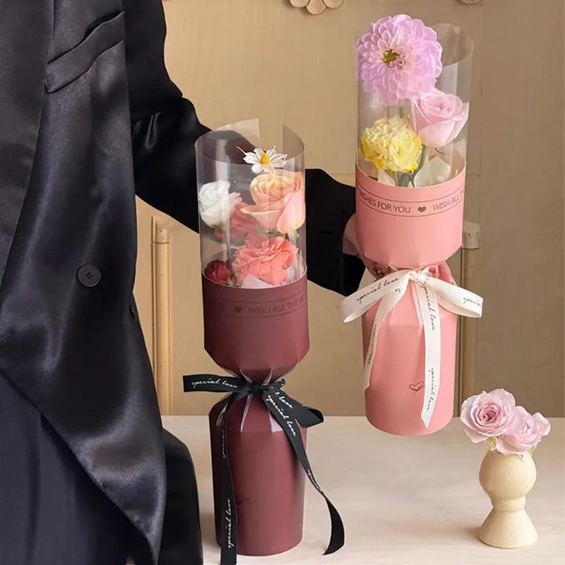 10pcs Round Flower Wrapping Paper in Clear Plastic Ideal for Valentine ...