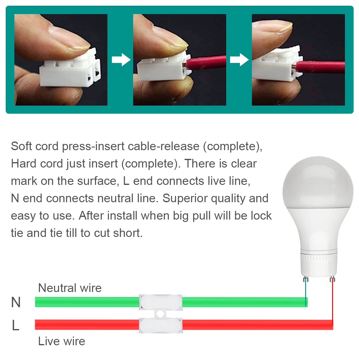 50/100pcs Self-Locking Cable Connectors 2 Pin Quick Splice Wire And ...