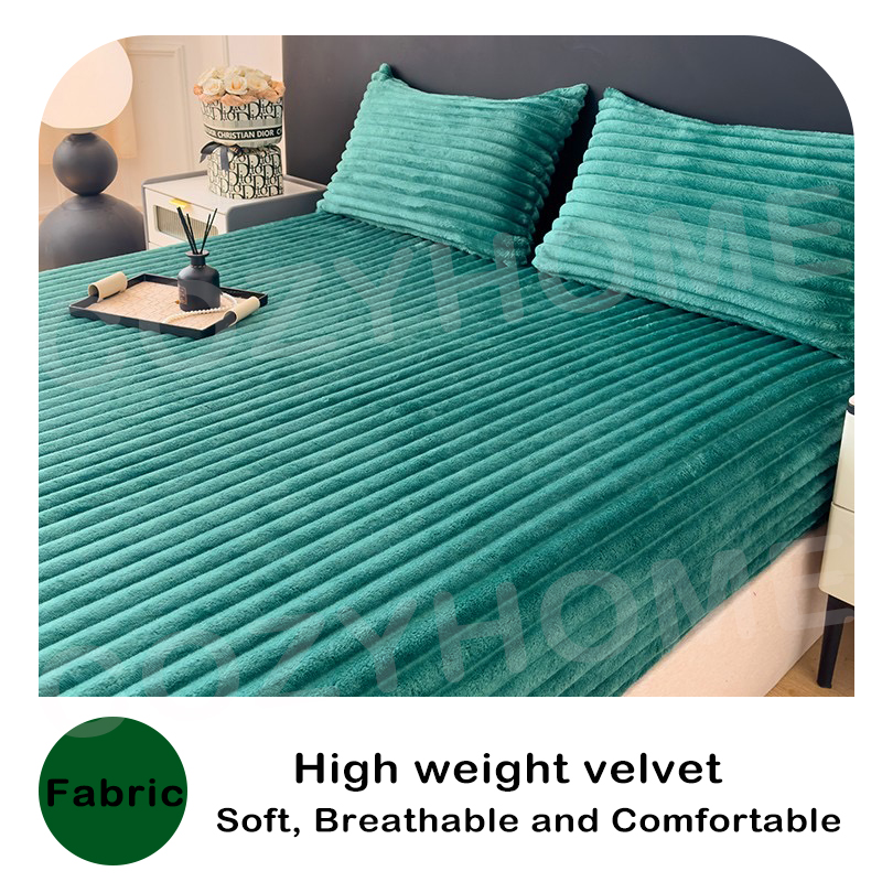 Striped Velvet Garterized Bed Sheet Super Soft Fluffy Comfortable ...