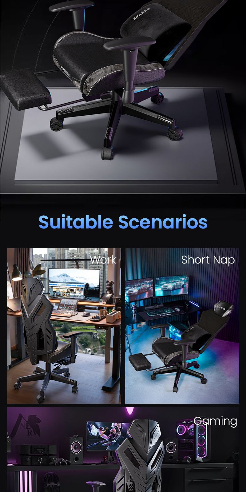 Xpanse Heavy Duty Gaming Chair Computer Chair Office Chair Reclining ...