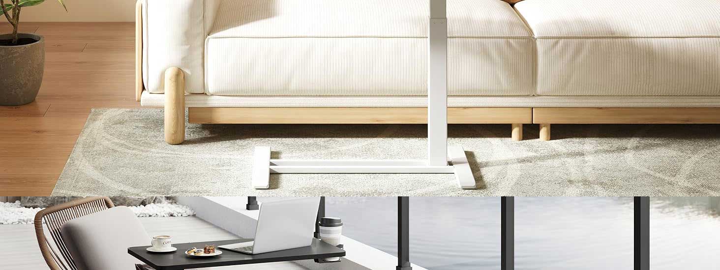 FlexiSpot H7 Height Adjustable Side Table Overbed Desk with Cup Holder ...