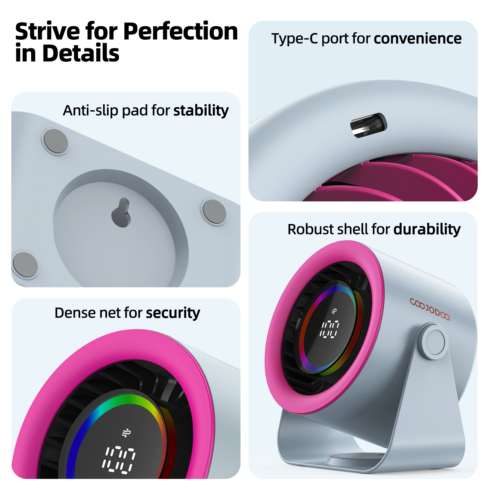 GOOJODOQ Turbo Desktop Fan High Speed Strong Wind 100 Desk Fan ...