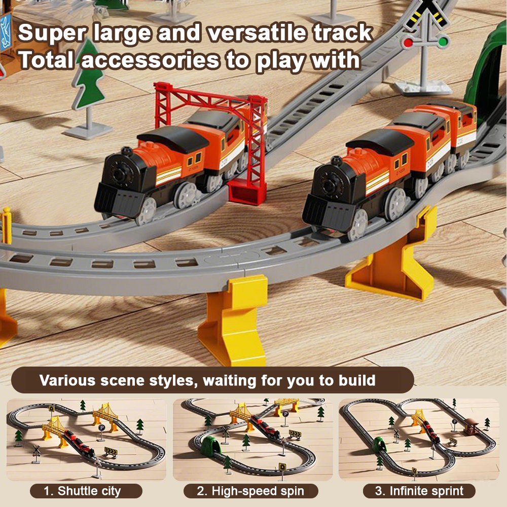 Train Toys Set For Kids Electricity Track Rail Car Toys Assembly Puzzle ...
