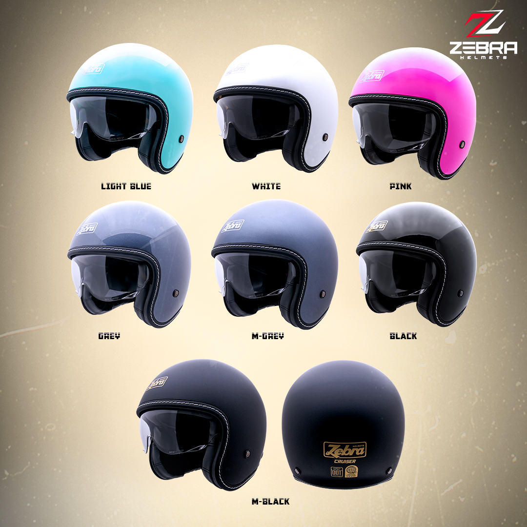 ZEBRA 807 CRUISER Half Face Classic Helmet For Motorcycle Retro Vintage ...