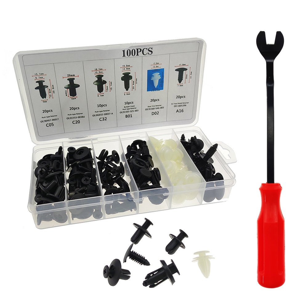 100pcs Automotive Plastic Fastener Clips Bumper Panel Fixing Clips ...