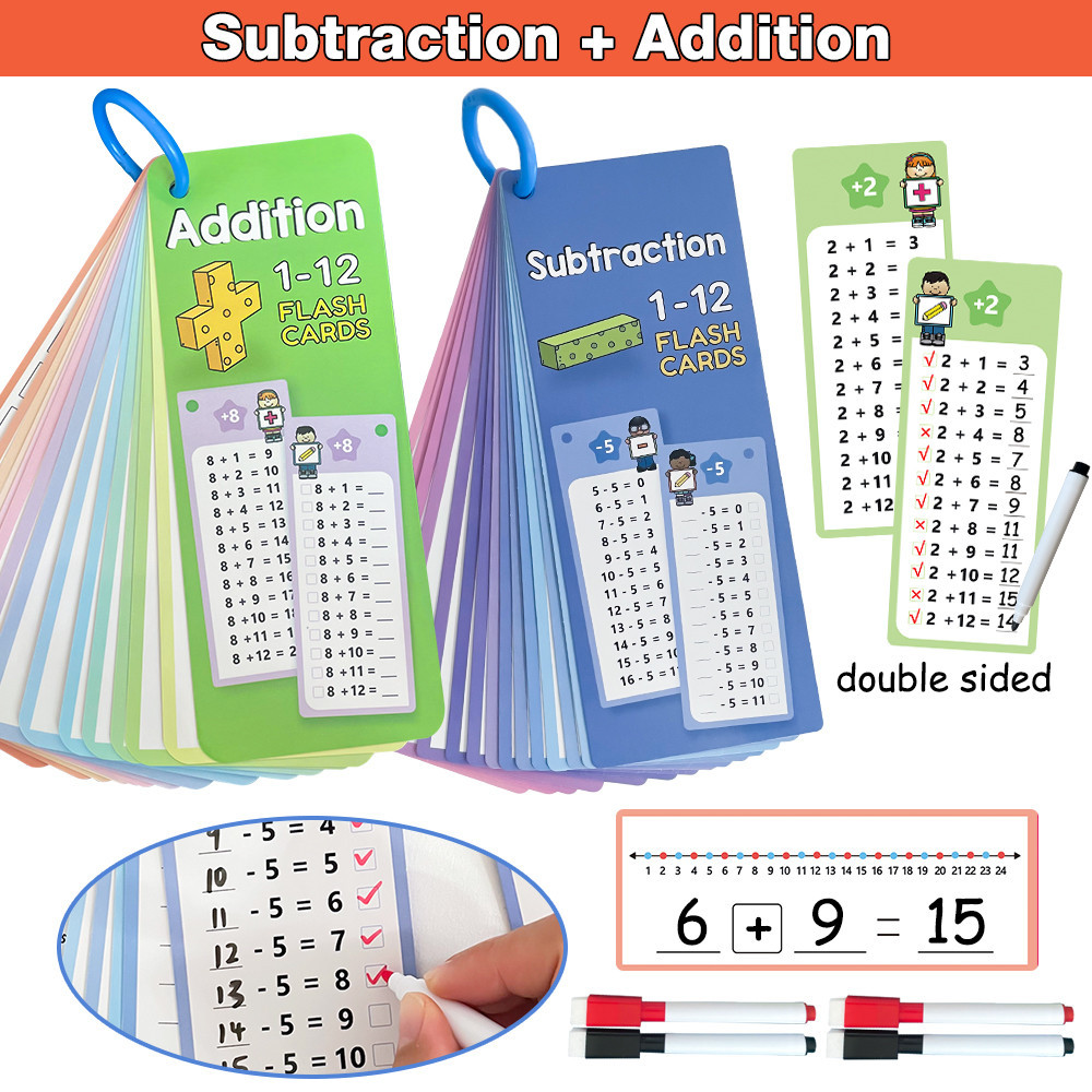 0-12 Addition Subtraction Multiplication Division Cards ,Educational ...