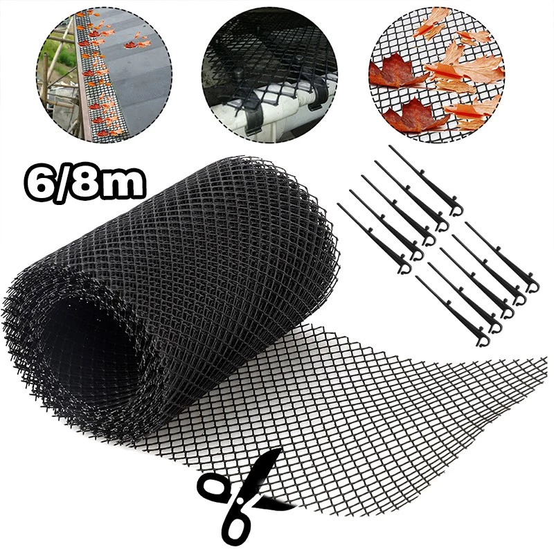 [COD]Gutter Guard Gutter Plastic Mesh 6/8m With 10 Fixed Hooks For ...