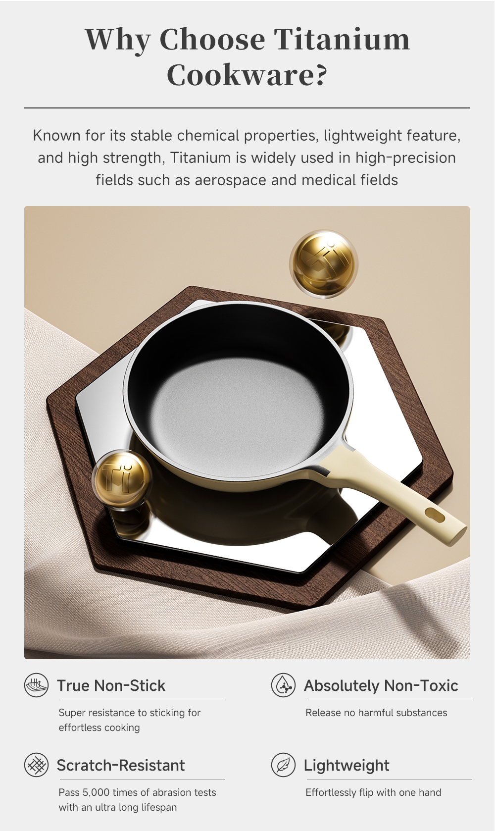 Simplus x Inssa 26cm Large Titanium Frying Pan Non-Stick Frying Pan ...