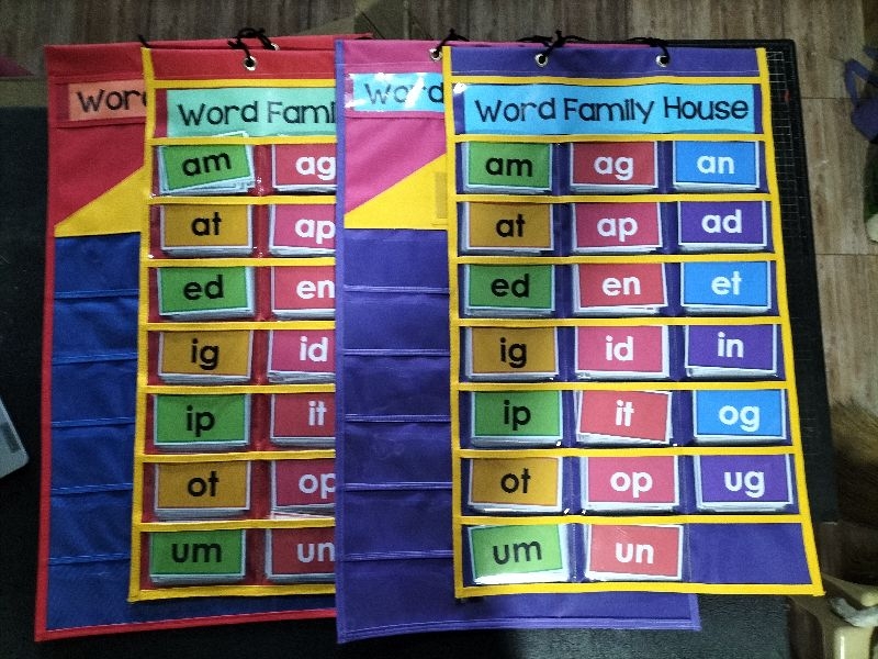Word family charts. 2 pocket charts with 380 laminated cards. shipped ...