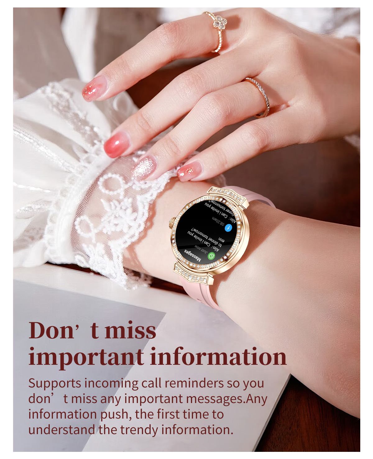 Aolon Venus Smartwatch For Woman Diamond Female Health Custom Wallpaper ...