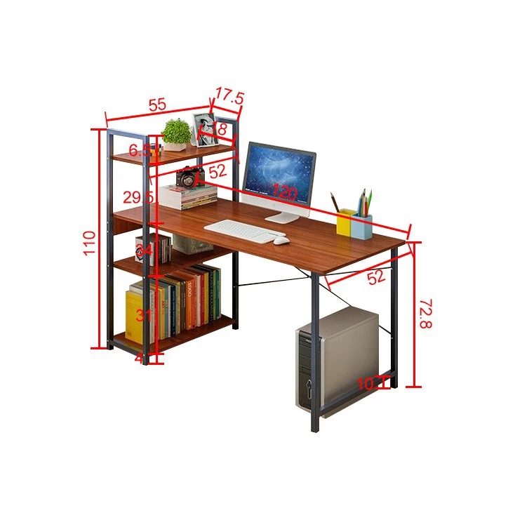 Study Table with Shelf Computer Table with Rack Writing Desk Office ...