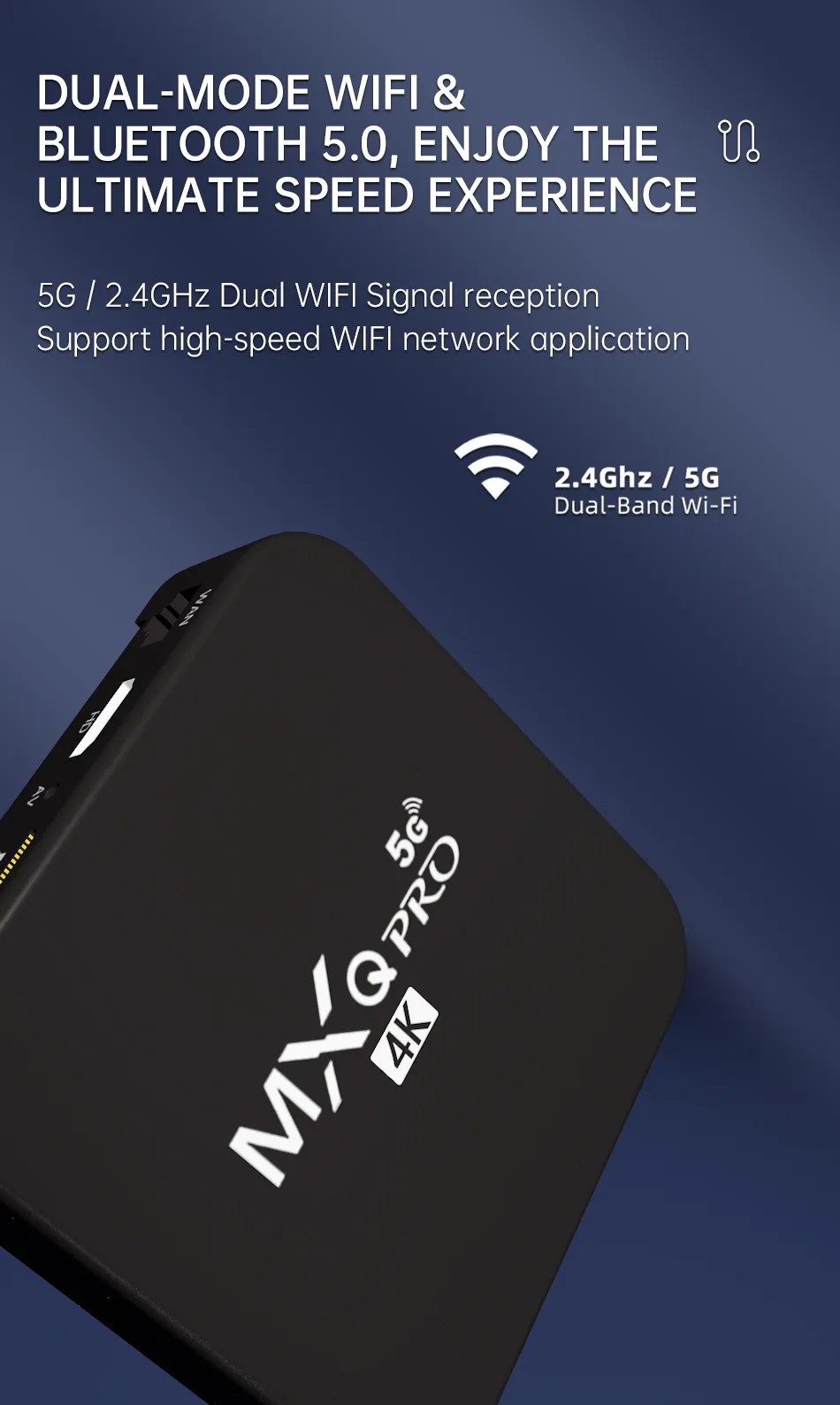 MXQ Pro Max 4K HD Smart TV Box 5G WiFi Android 13.0 Bluetooth USB ...