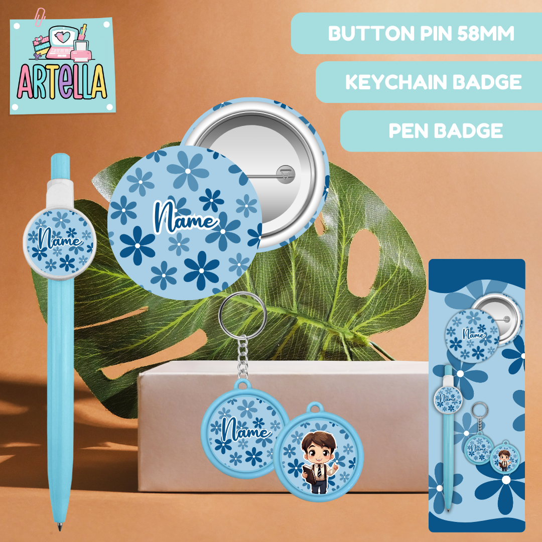 BACK-TO-SCHOOL SET BUTTON PIN PEN BADGE KEYCHAIN BADGE | Shopee Philippines