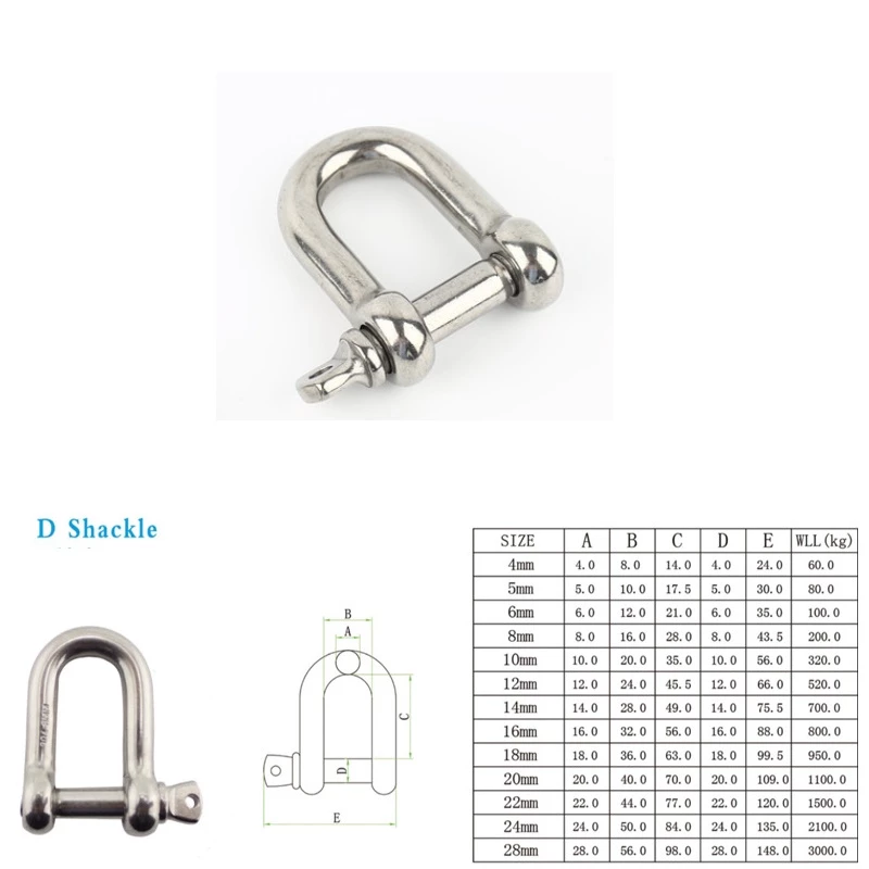1pcs M4 M5 M6 M8 M10 D-type clamp 304 stainless steel unloading hook ...