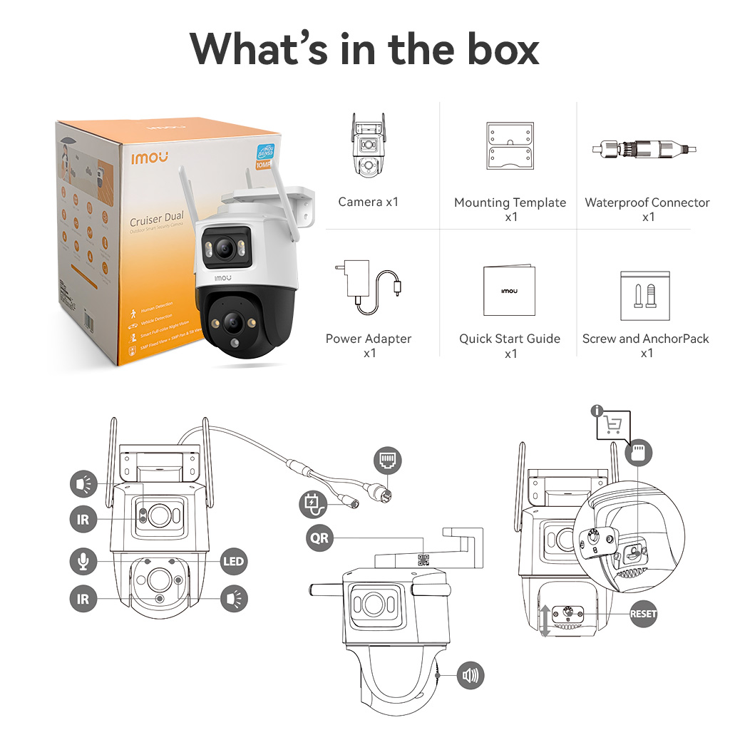 IMOU Cruiser Dual 10MP Dual Lens Outdoor Camera CCTV Security Cameras ...