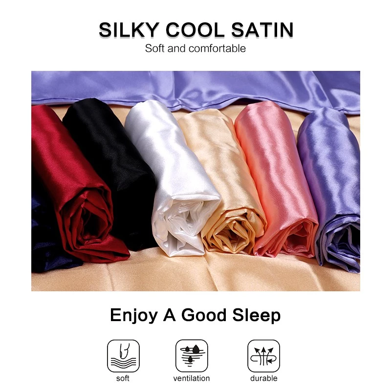 Satin Silk Mattress Protector Bed Cover Full Garterized Cooling Silky ...