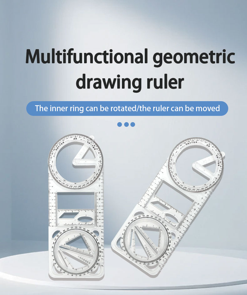 Multi functional 360 ° movable geometric drawing ruler for students ...