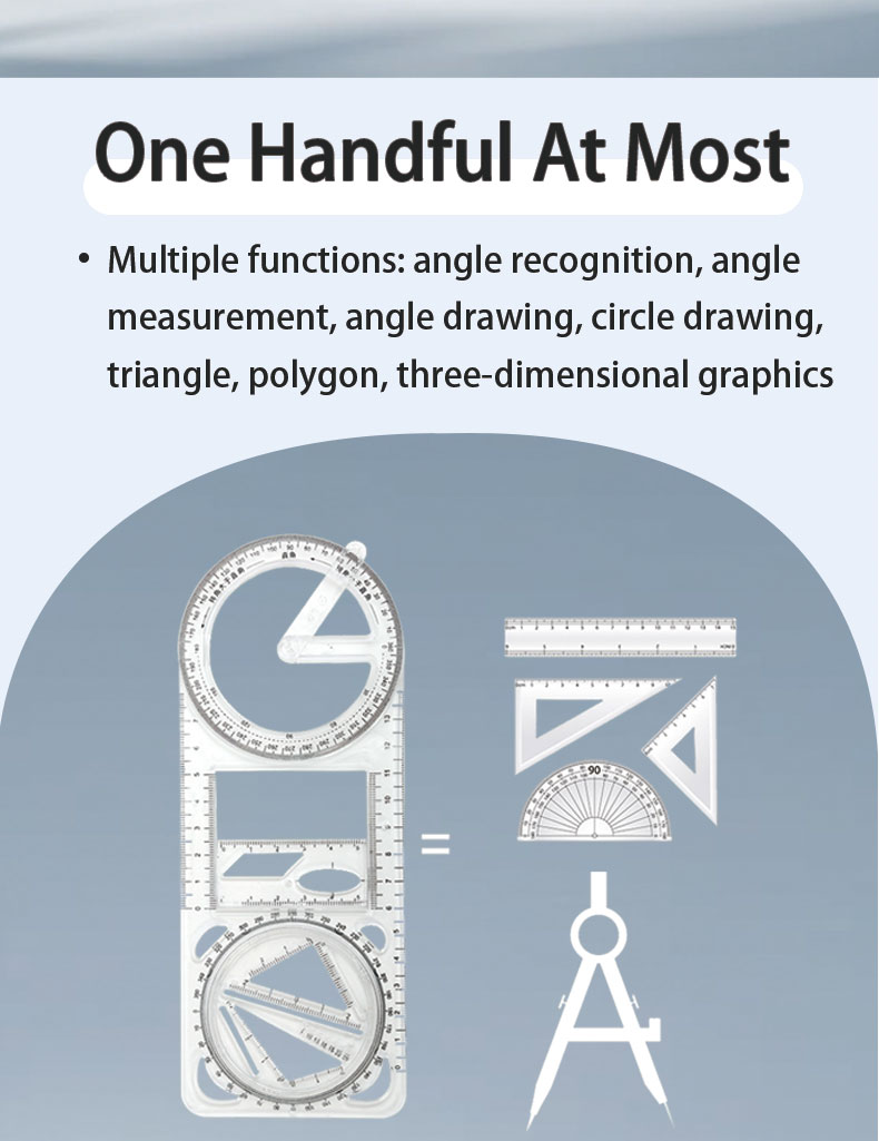 Multi functional 360 ° movable geometric drawing ruler for students ...