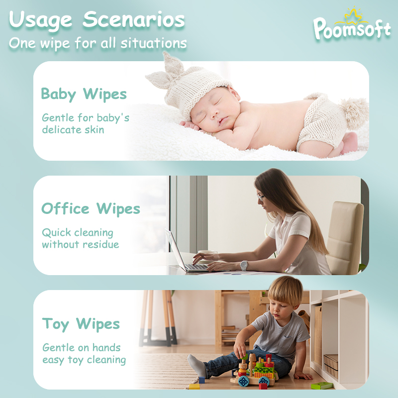 Poomsoft 20 Packs x 80 Sheet Unscented No-Alcohol Gentle Disposable ...