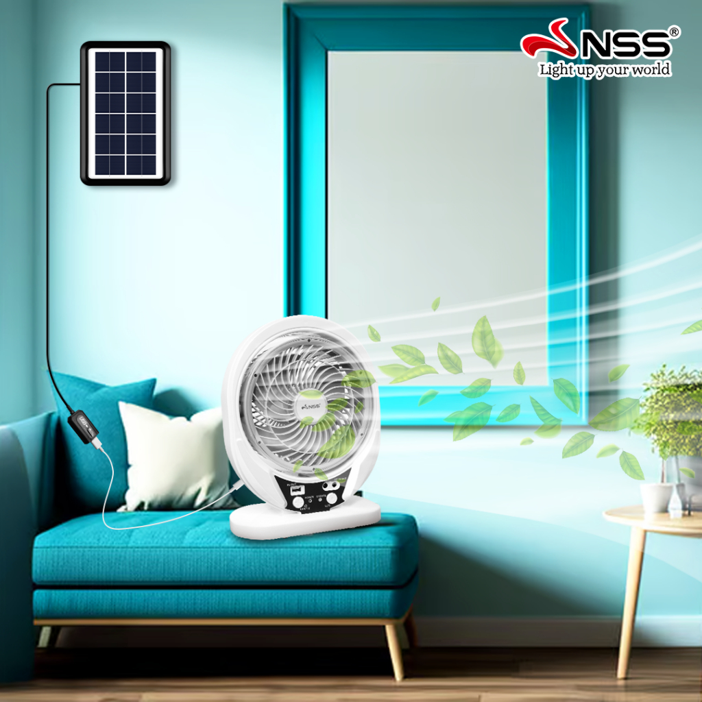 NSS Solar Desk Fan With Solar Panel 6/8 Inch Portable Rechargeable ...