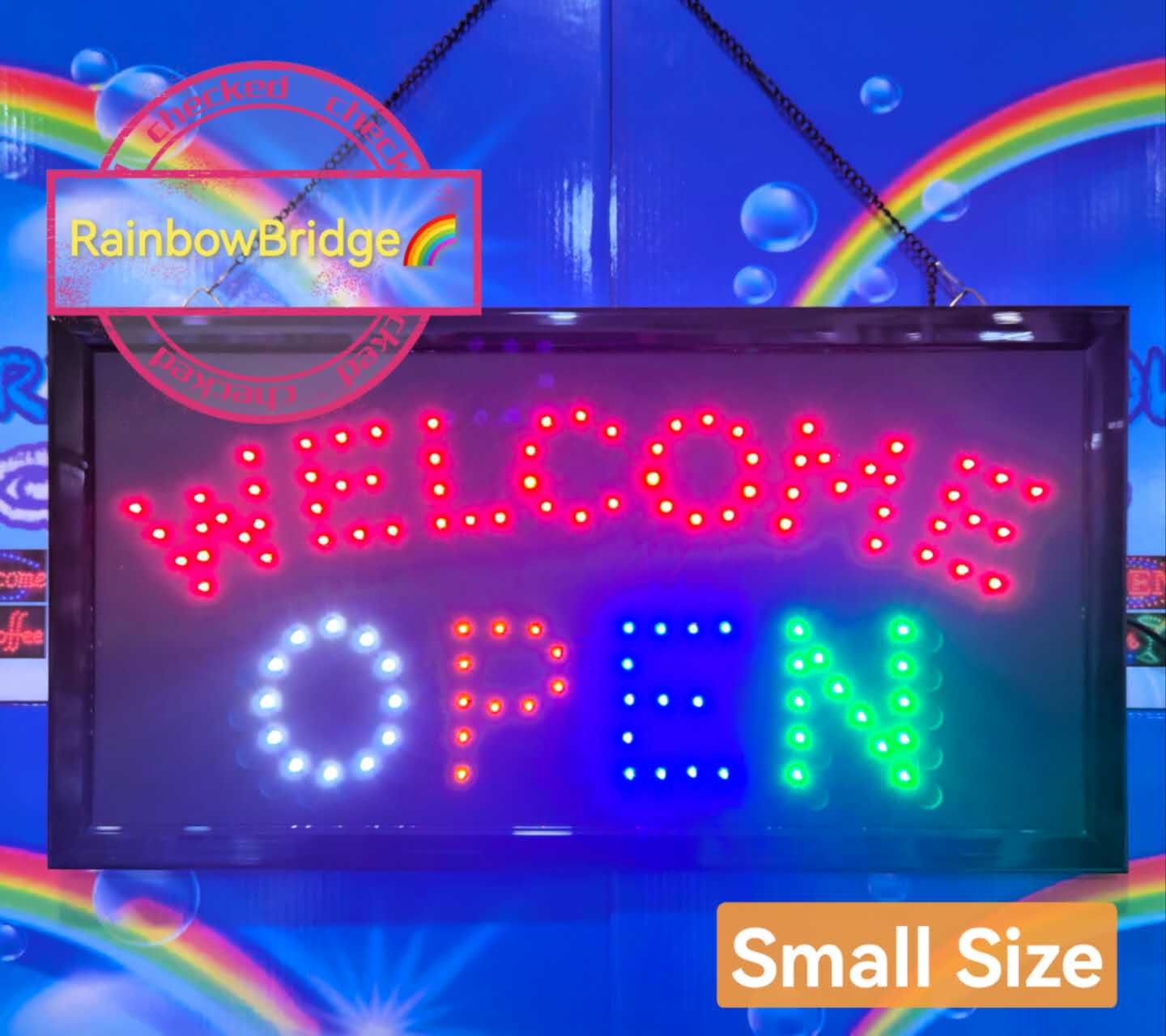 WELCOME OPEN - RAINBOW BRIDGE LED SIGNAGE (New-Small-Large) #SIZE ...