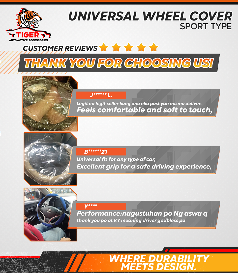 TIGERAUTO Universal Steering Wheel Cover Sports Type Look – 15 Inch ...