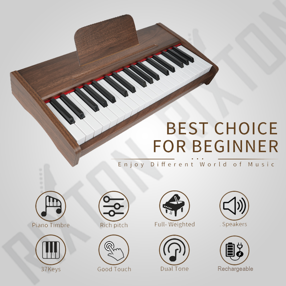 Rixton 37 Keys Digital Wood Piano Real Keyboards Semi Weighted Keys ...