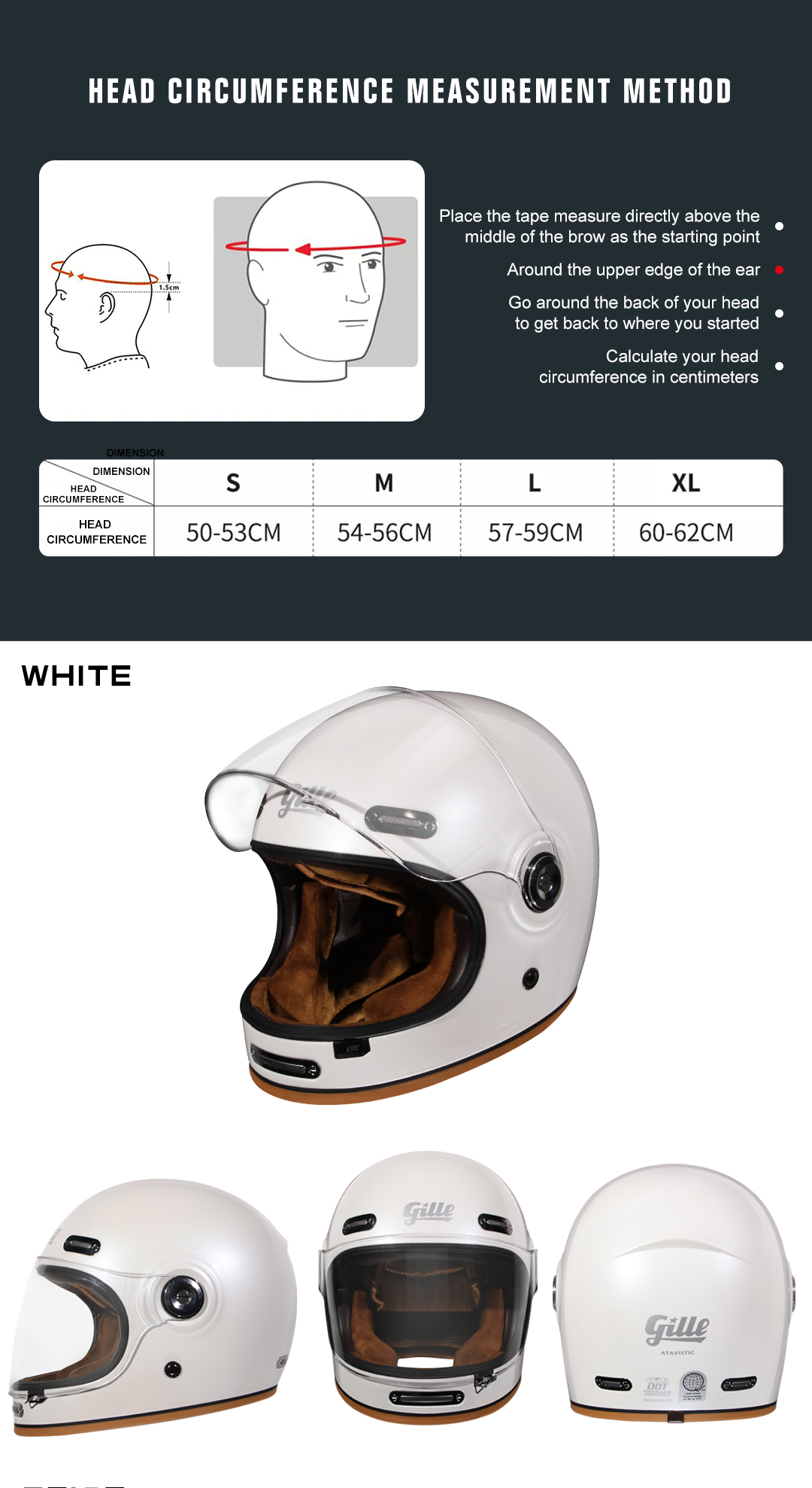 GILLE Classic HELMET 853 ATAVISTIC Full Face Motorcycle Helmet full ...