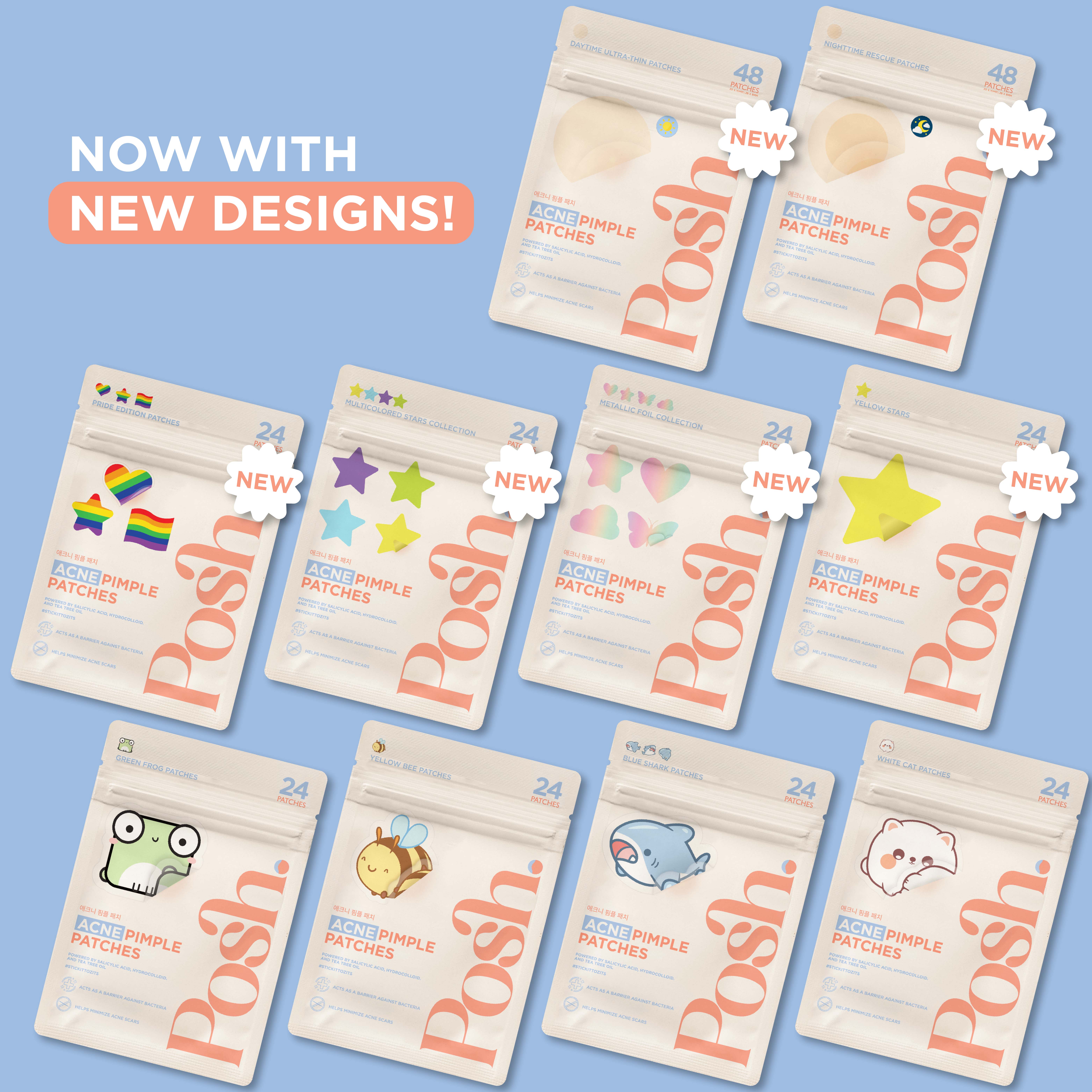 NIGHTTIME Posh Skin Pimple Patch 48pcs Ultra Thin Hydrocolloid Acne ...